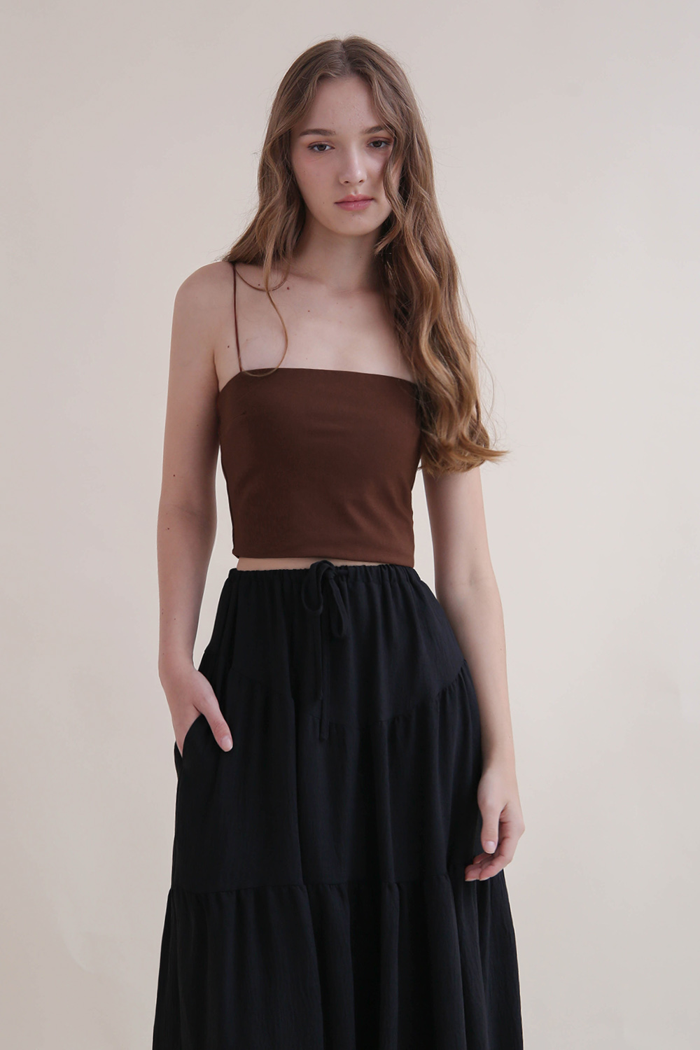 ALLY PADDED CROP TOP BROWN | The Willow Label