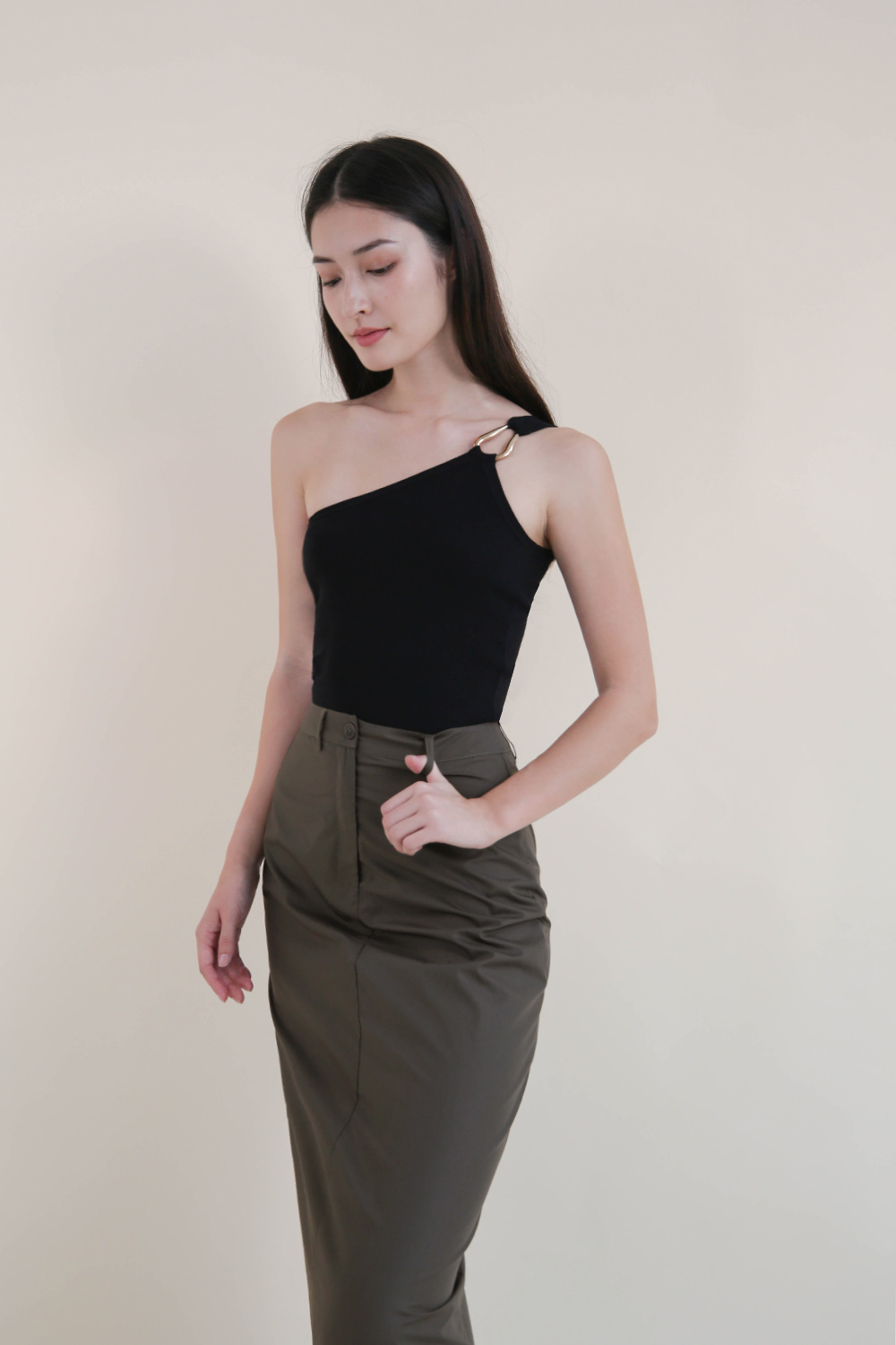 SIERRA BUCKLE TOGA TOP BLACK | The Willow Label