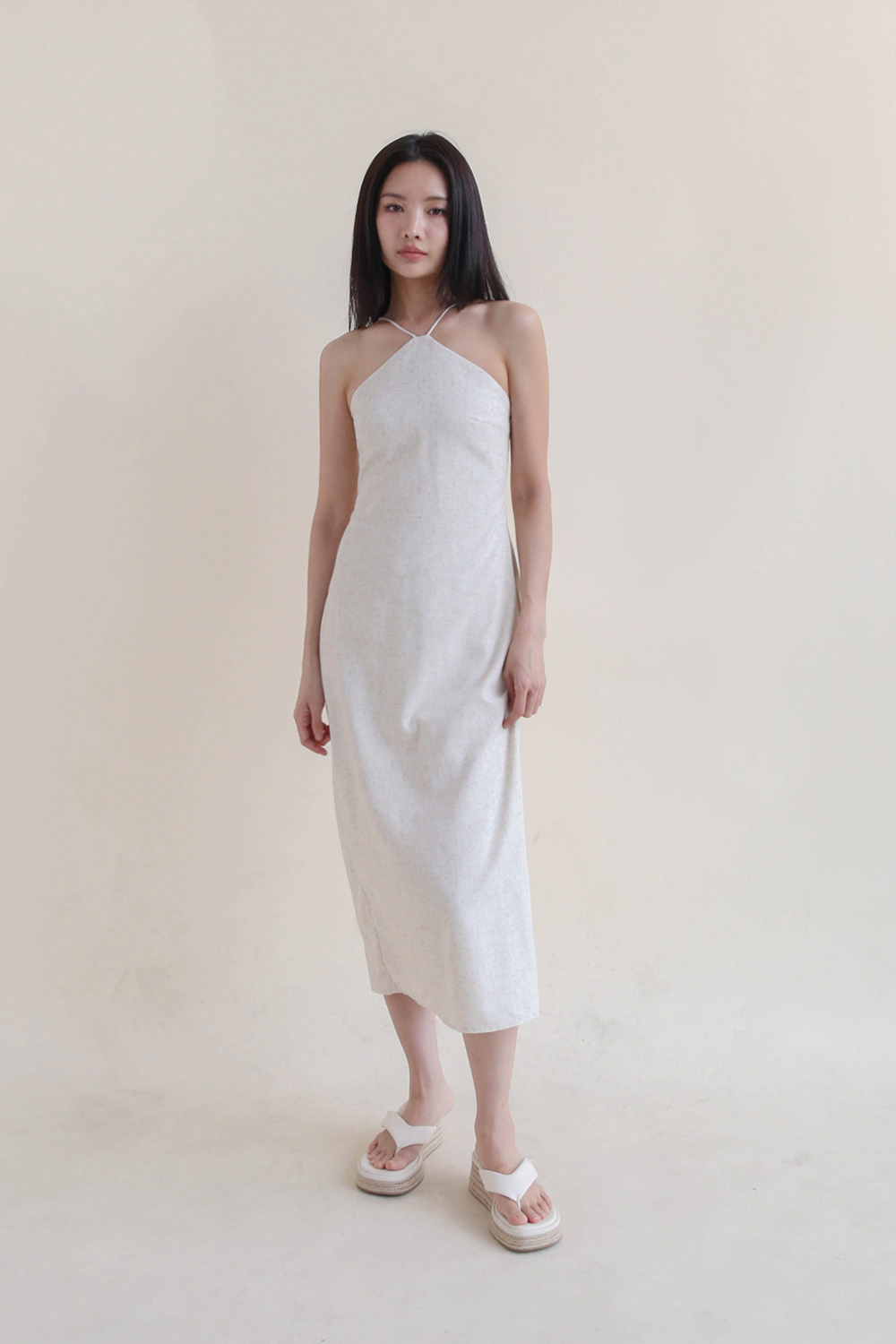 CALIAH HALTER DRESS SAND | The Willow Label