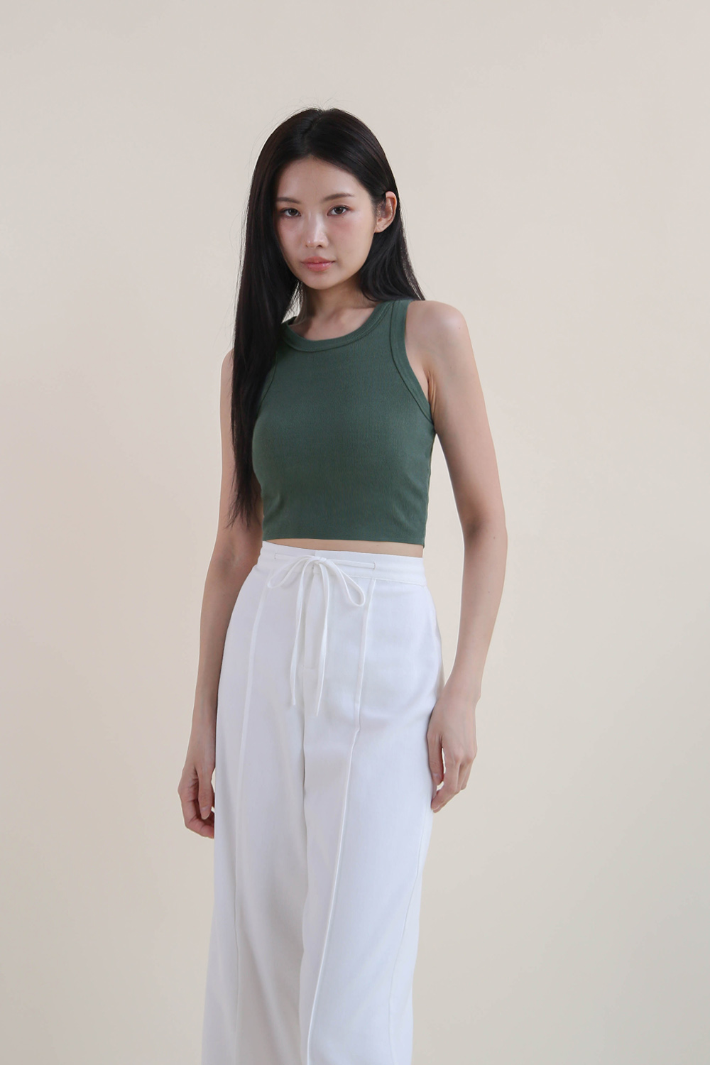 RENE PADDED RACER TOP (CROP) v4 JADE | The Willow Label