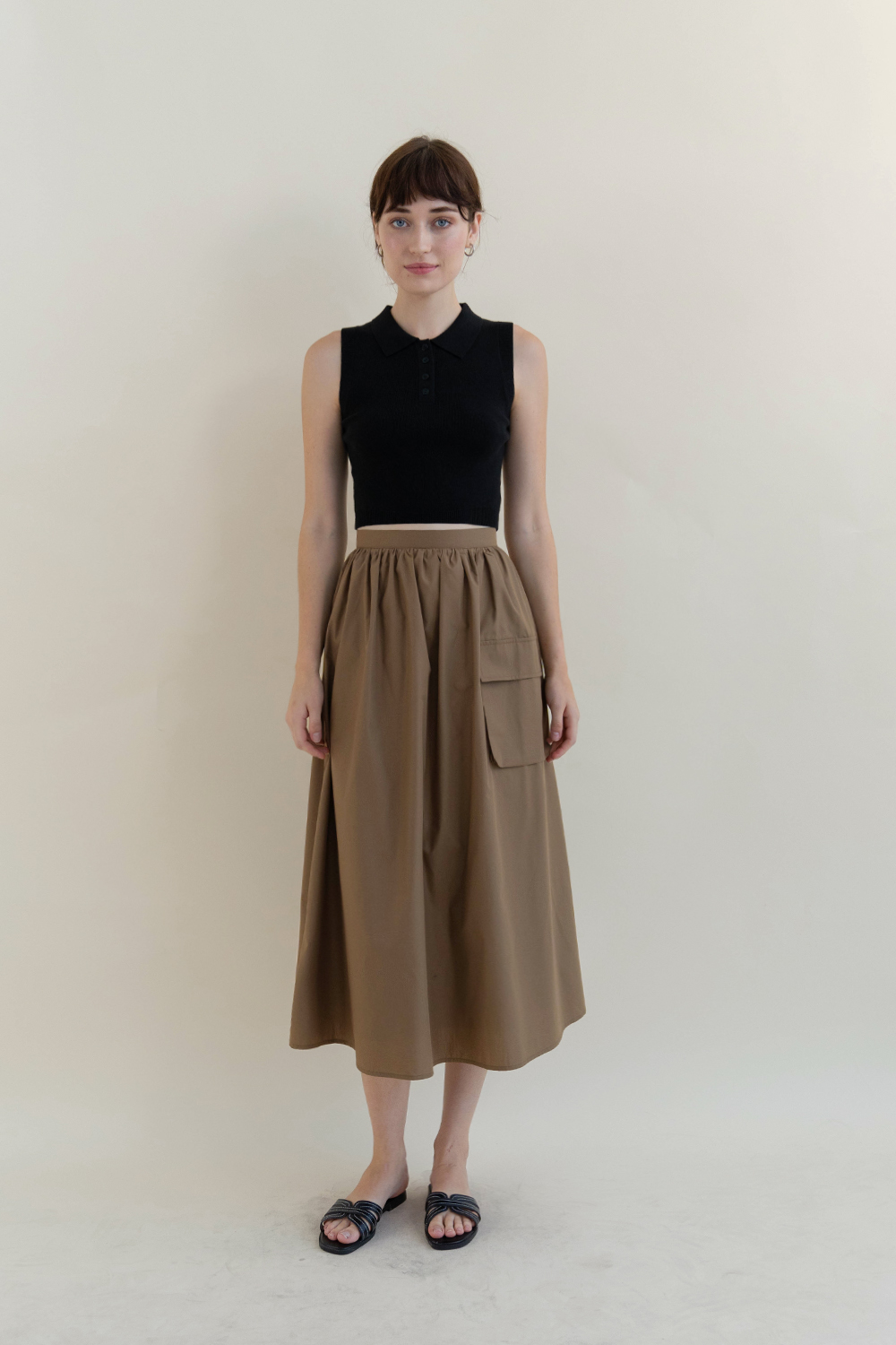 JENNA POCKET MIDI SKIRT CHESTNUT | The Willow Label