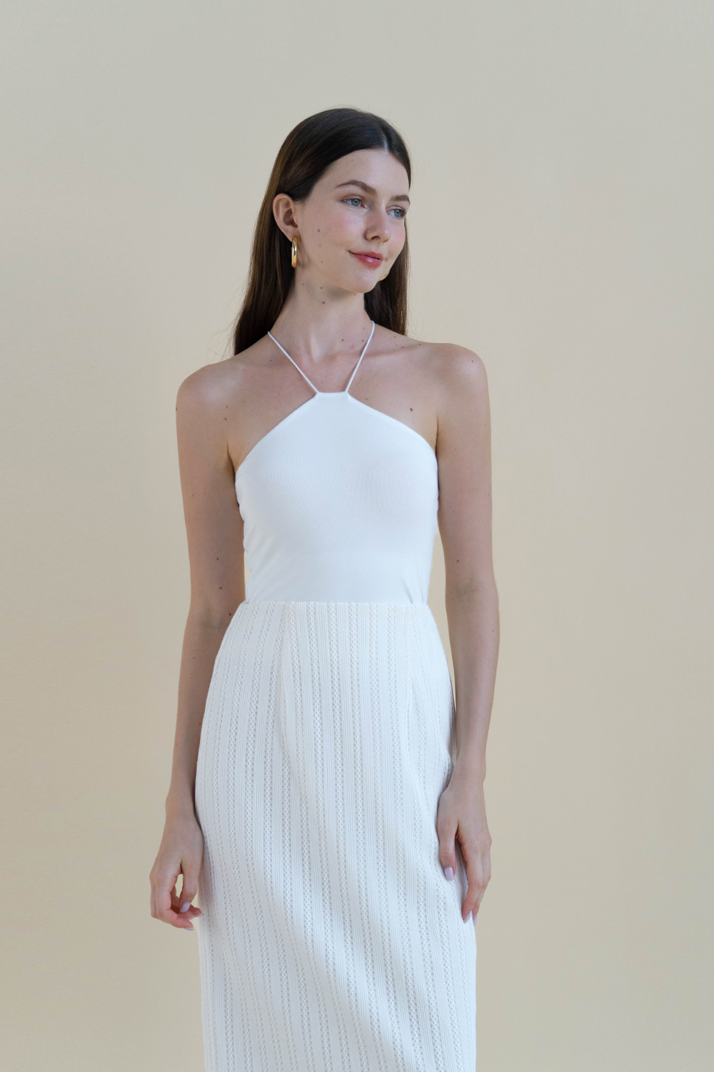 THEA PADDED HALTER TOP WHITE | The Willow Label