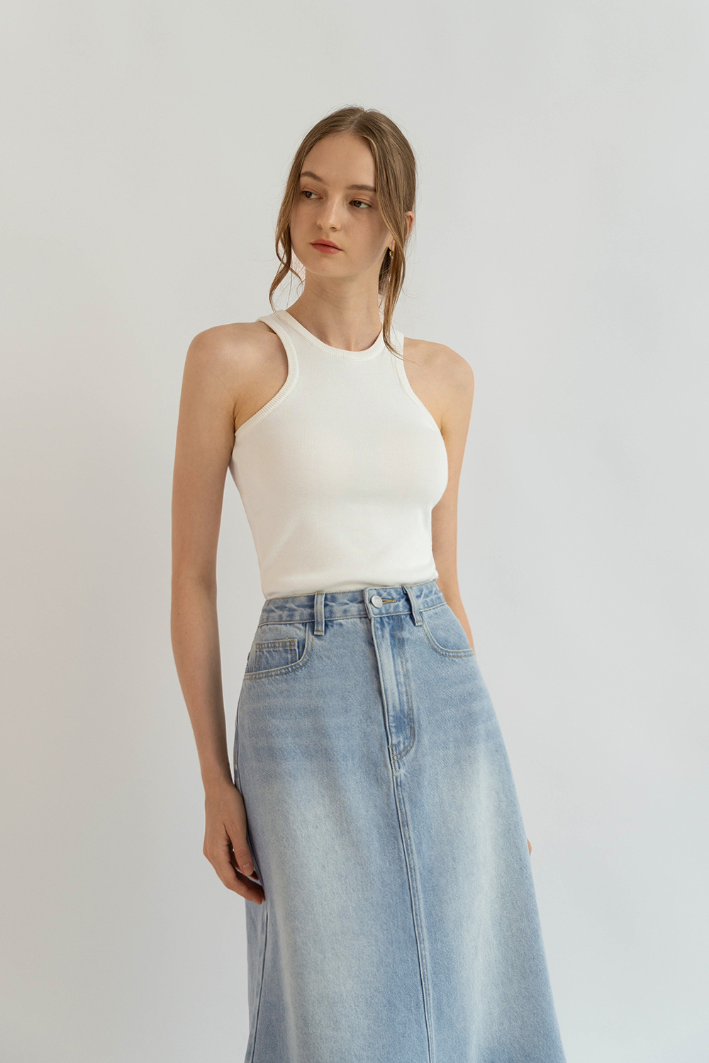 ANA RACER FRONT TANK TOP (PADDED) WHITE | The Willow Label